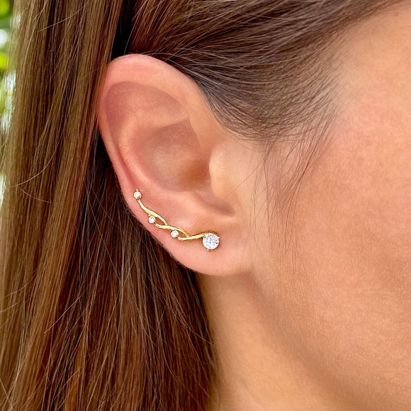 IRI Jewelry | Jewelry | Infinity Ear Climbers With Cz Diamonds 4k Gold ...